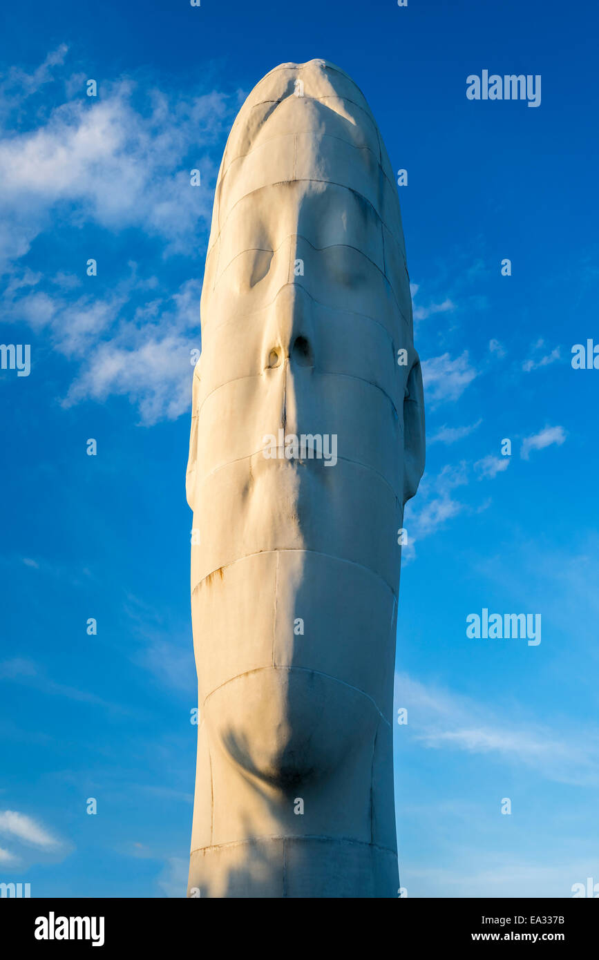 The Dream statue young girl Sutton Manor colliery. Merseyside North ...