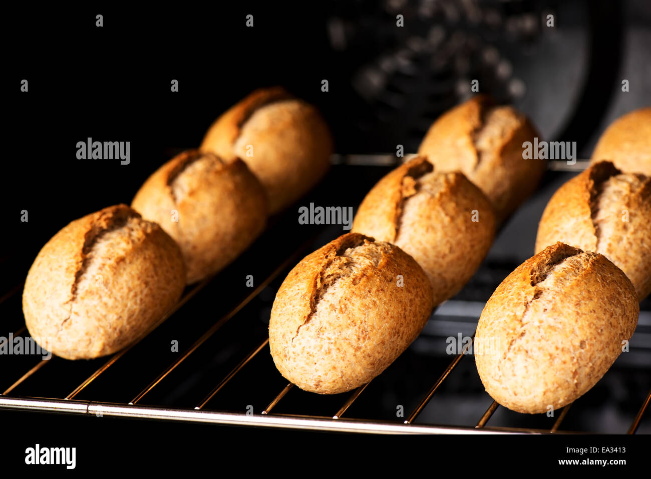 Bread in oven horizontal Stock Photo - Alamy