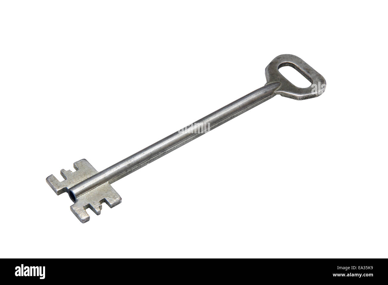 old silver key on white background Stock Photo - Alamy