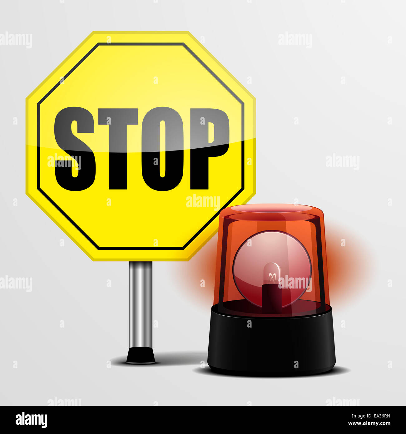 Stop Sign with Flashing Light Stock Photo - Alamy