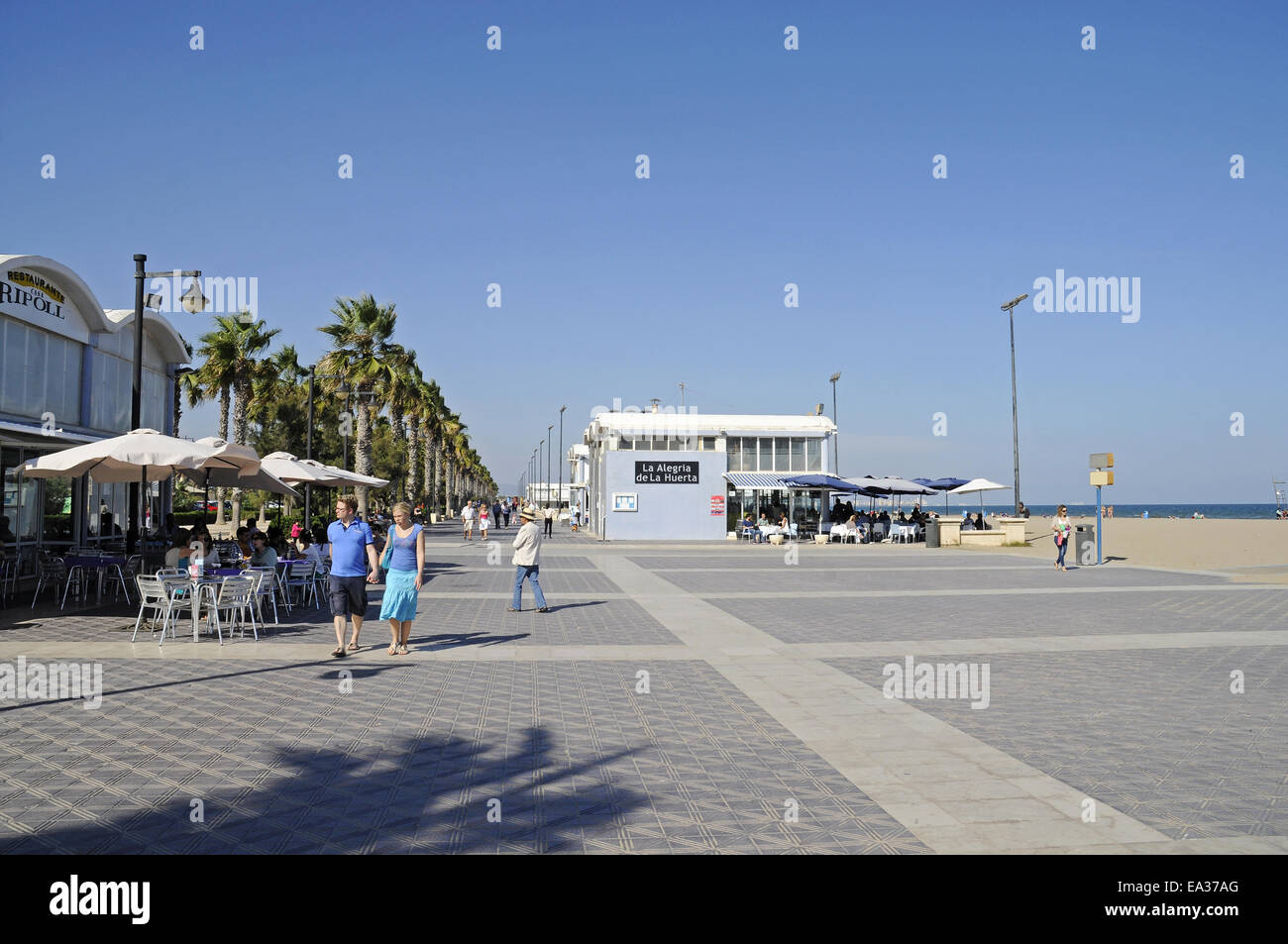 Malvarrosa, beach promenade, Valencia, Spain Stock Photo - Alamy