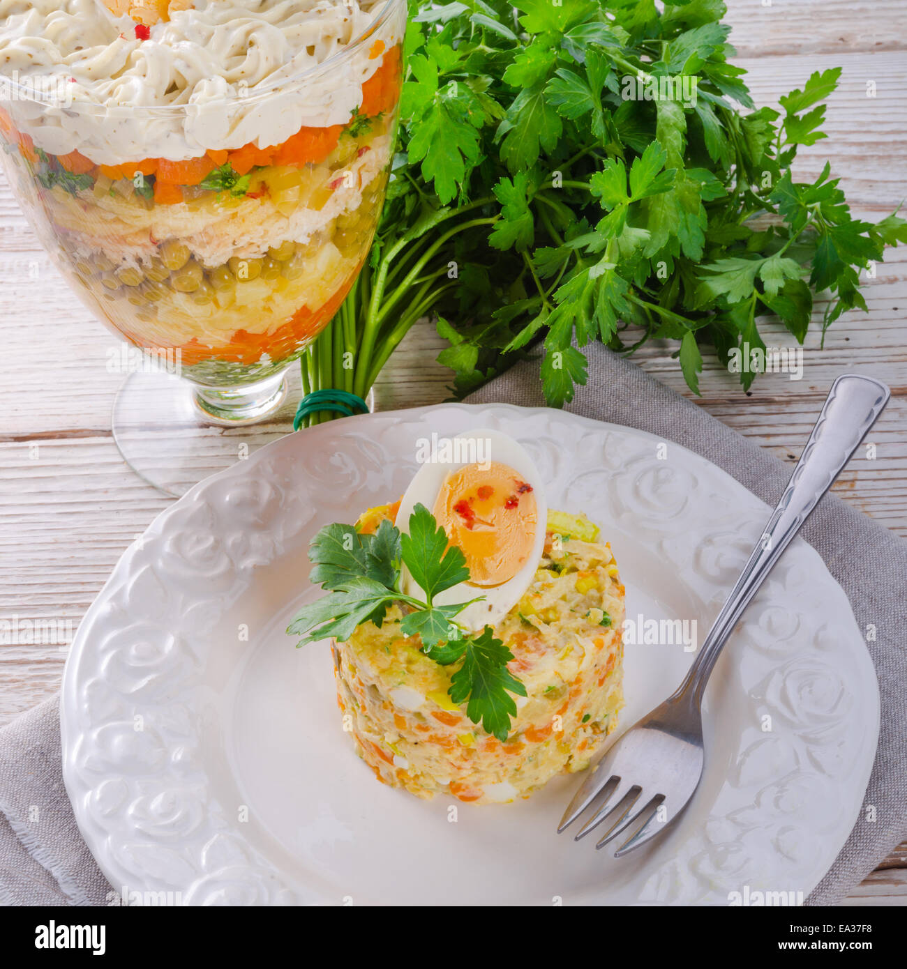 Polish vegetable salad Stock Photo - Alamy