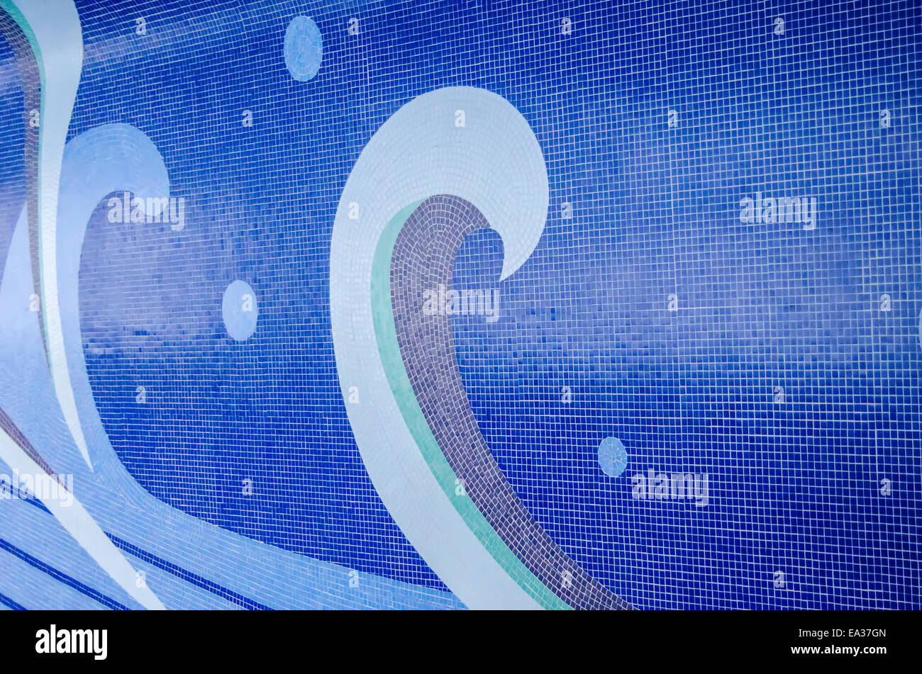 sea waves mosaic on wall Stock Photo - Alamy