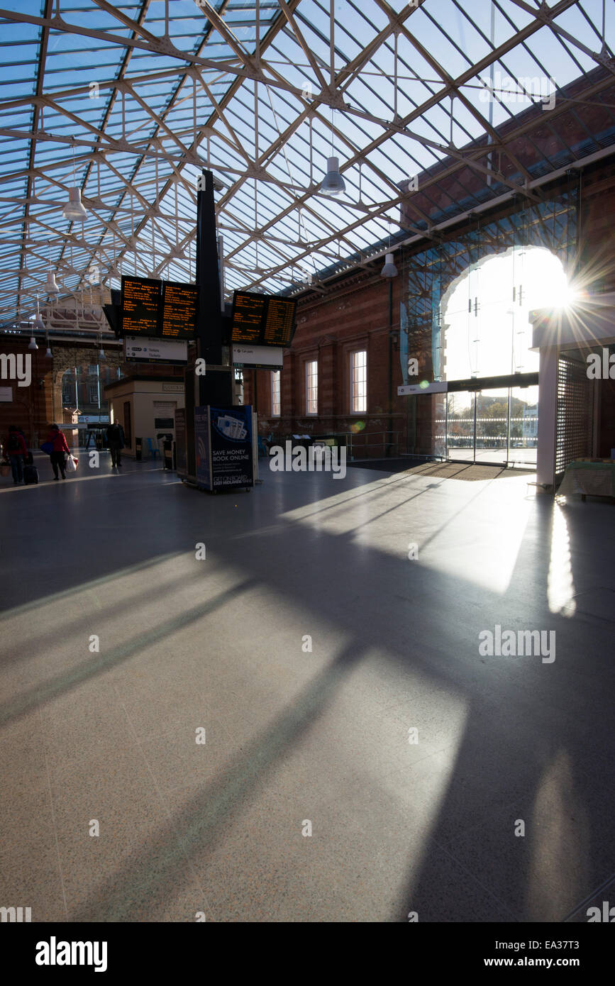 Sun flare and shadows in the newly refurbished train station in ...