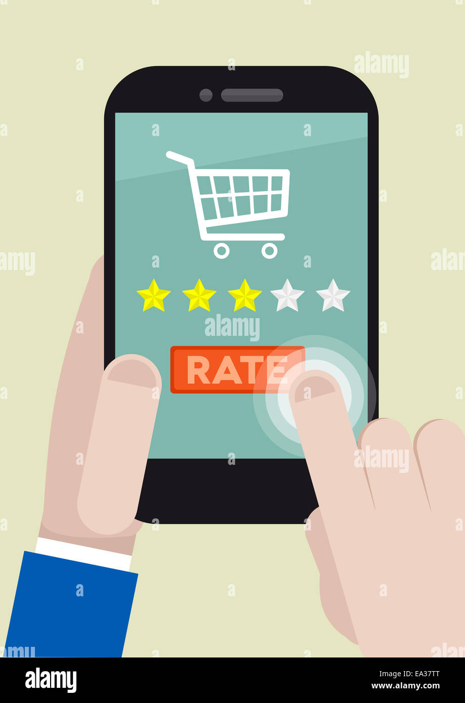 phone rating three stars Stock Photo - Alamy