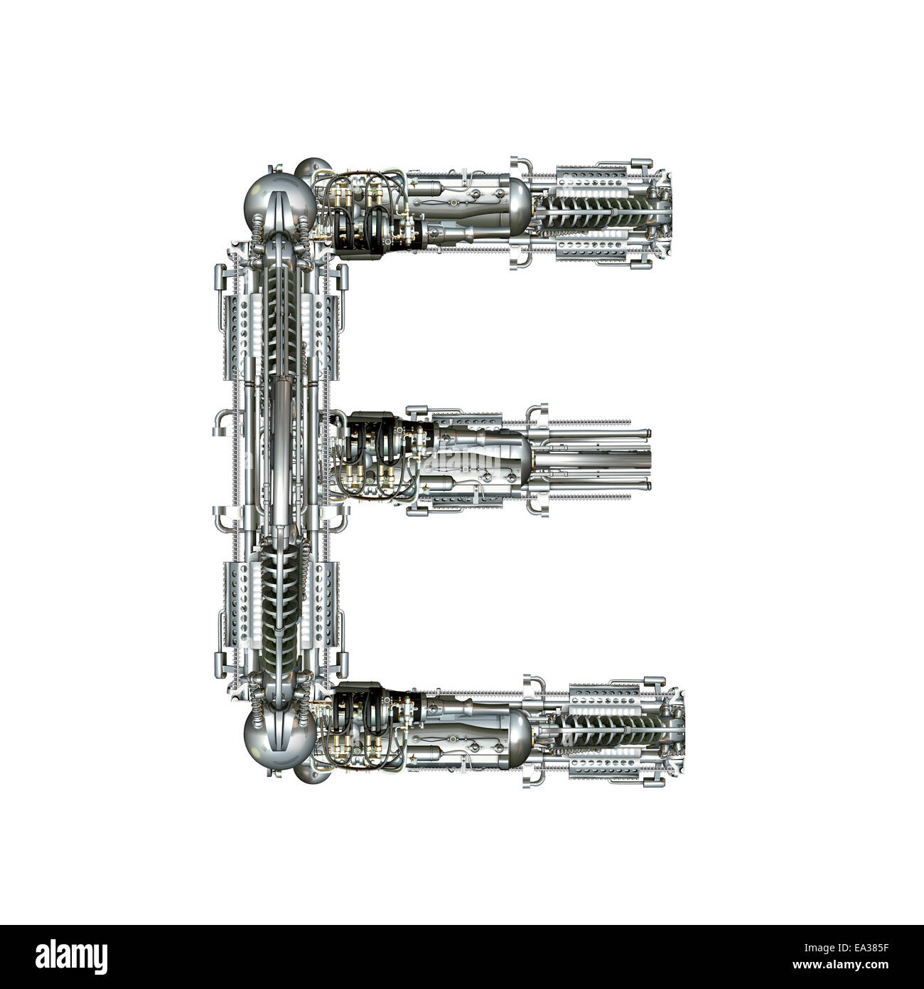 Alphabet technically, Letter E Stock Photo - Alamy