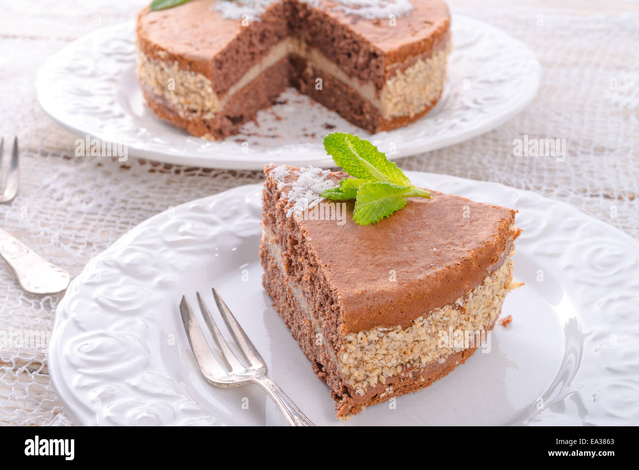 chocolate cakes with nut filling Stock Photo - Alamy