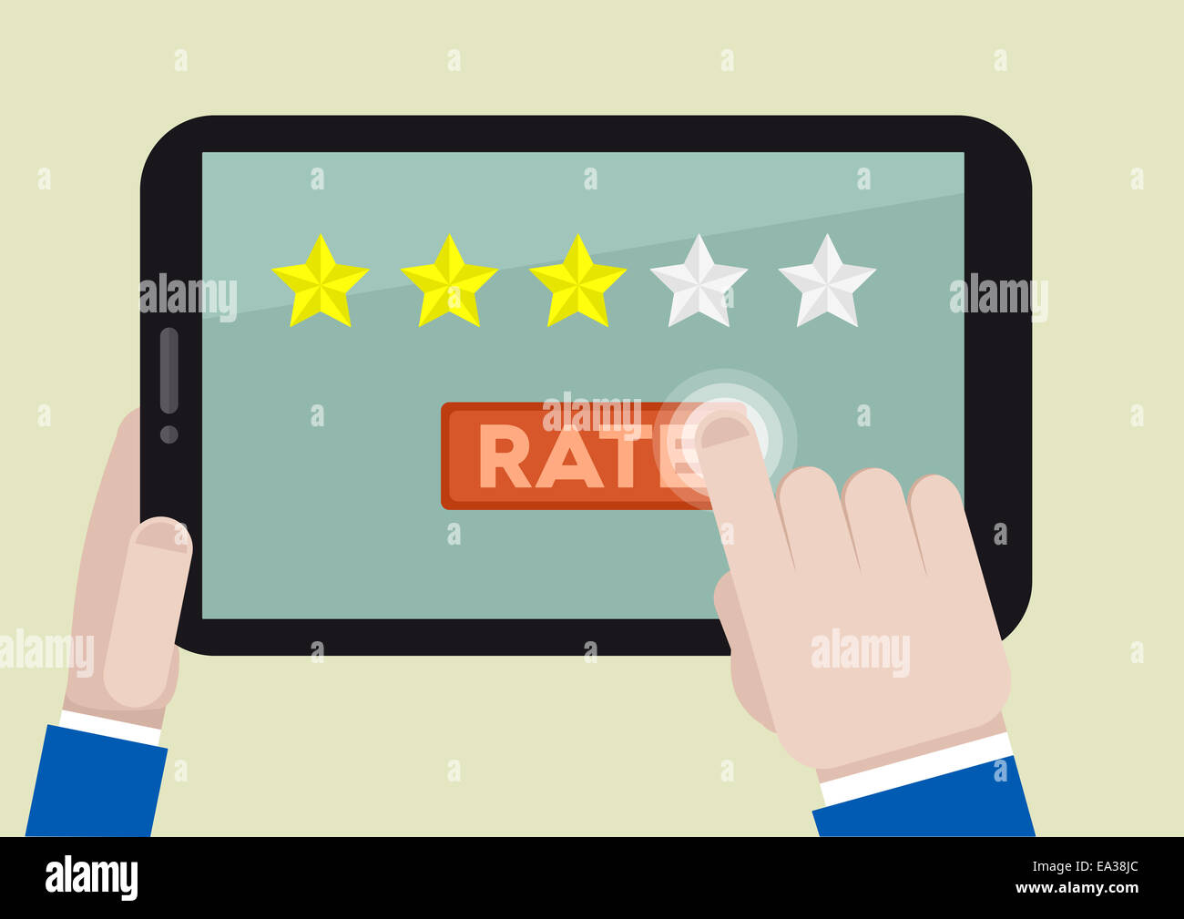 tablet rating three stars Stock Photo - Alamy