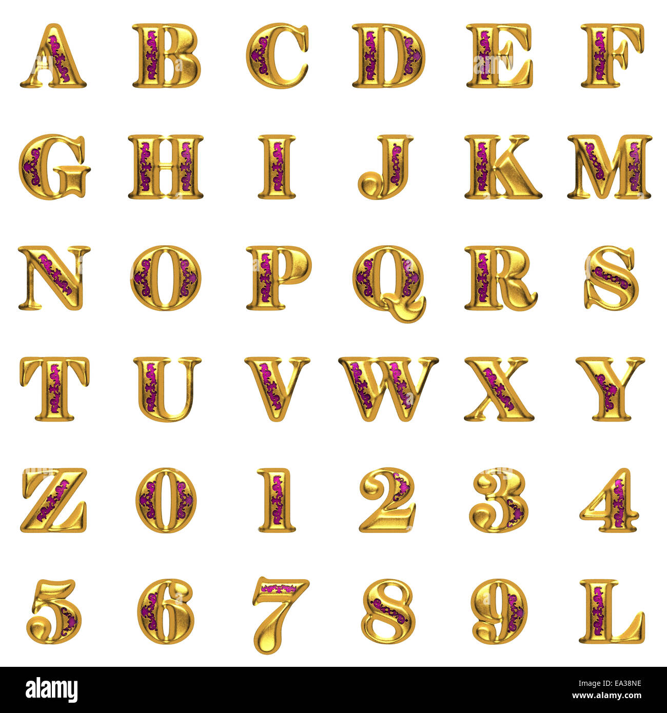 golden alphabet on white background Stock Photo - Alamy