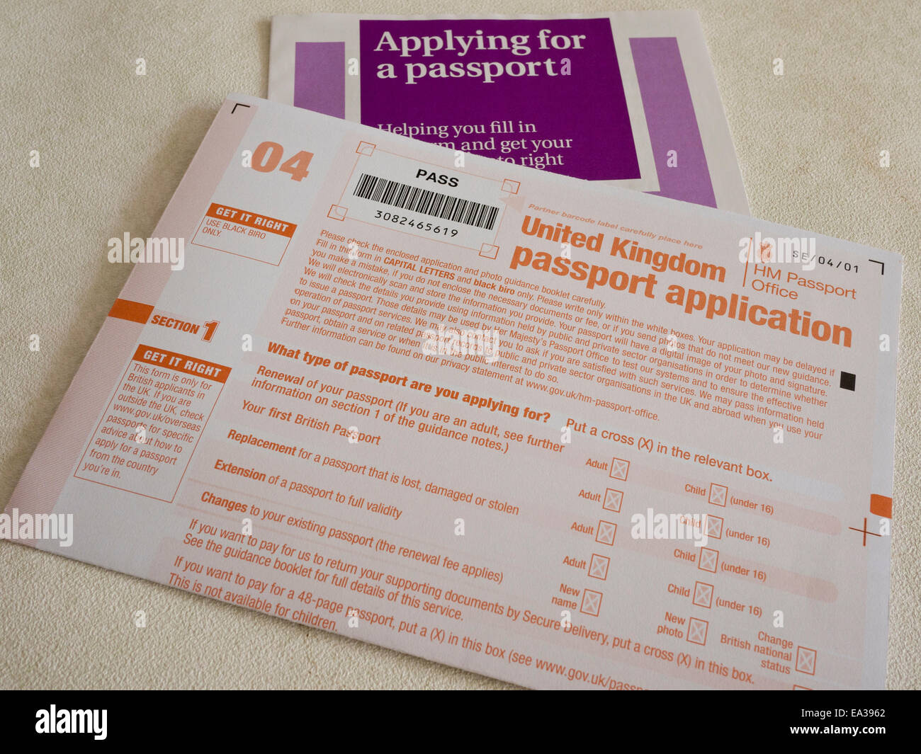 United Passport Application Form Stock Photo Alamy