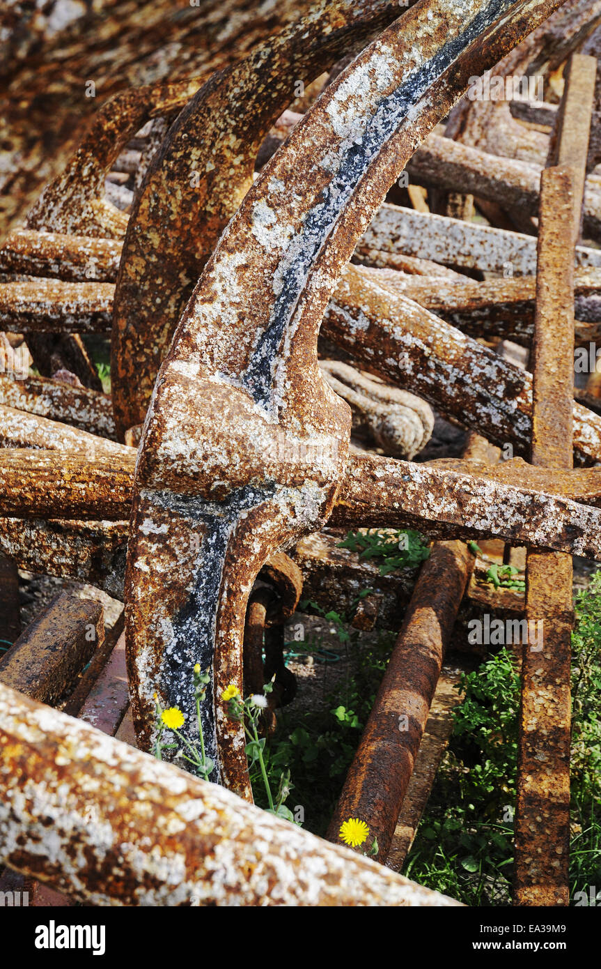 Rusty anchors, harbour, Barbate, Spain Stock Photo - Alamy