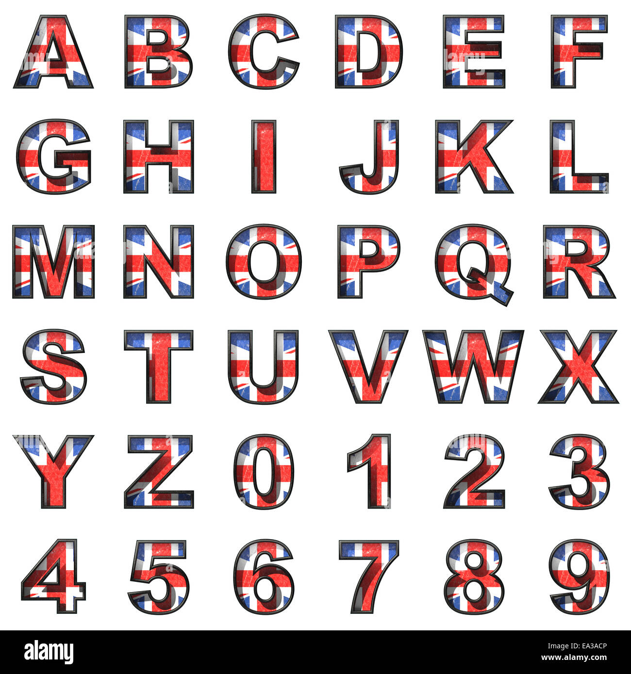 Great Britain alphabet on white background Stock Photo - Alamy