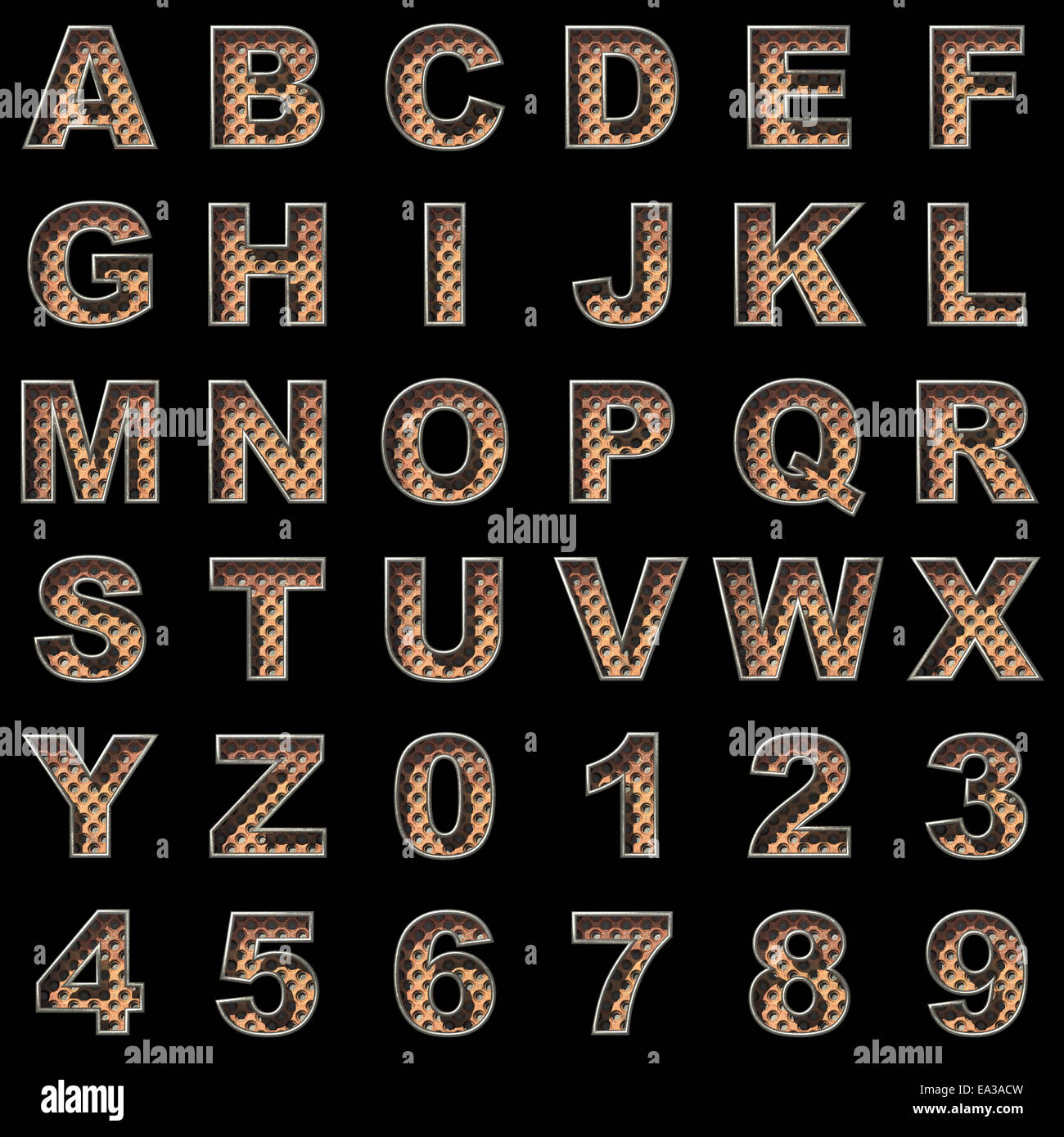 old metal alphabet on black background Stock Photo - Alamy