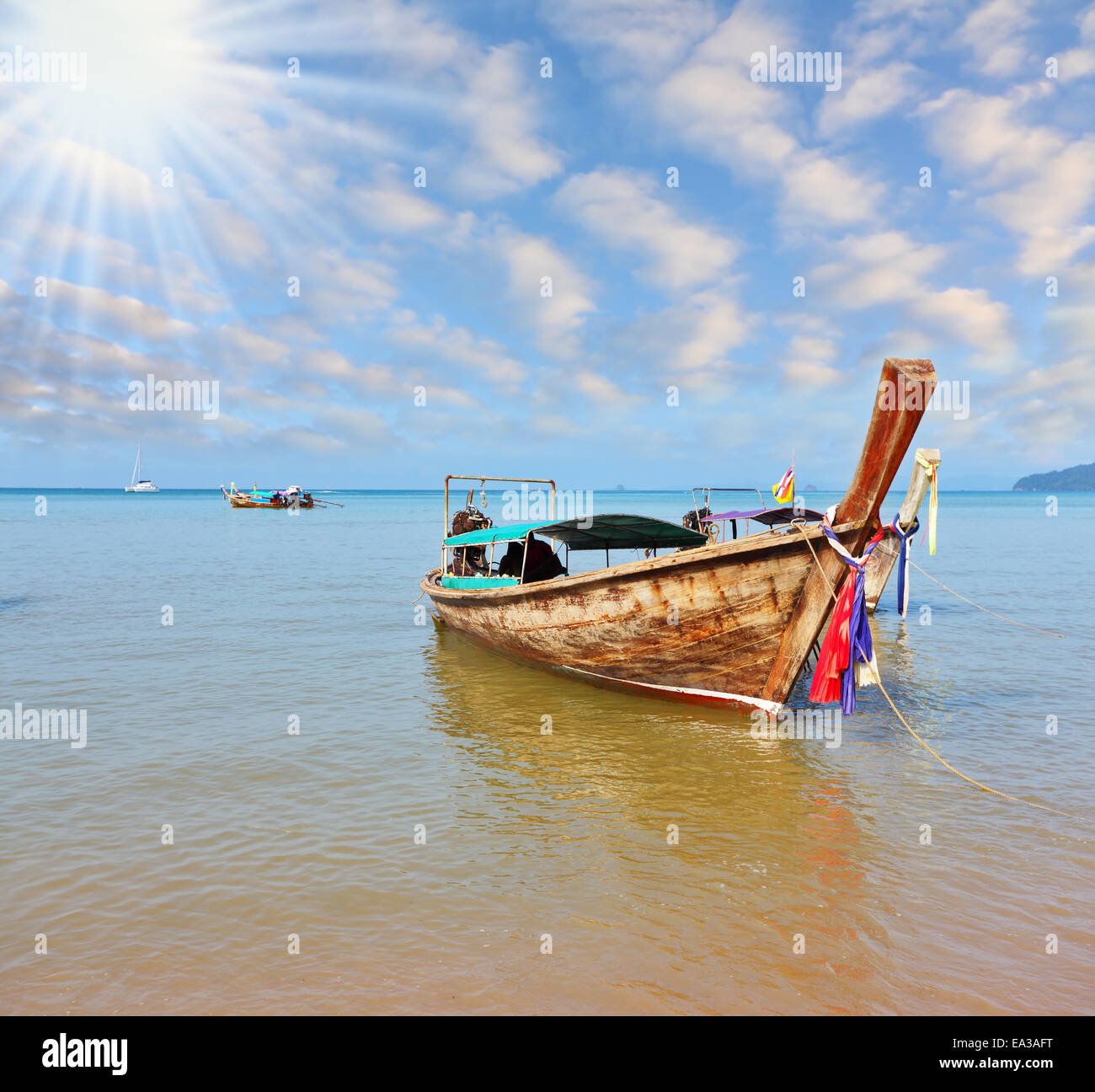 Beautifully decorated native boat Longtail Stock Photo - Alamy