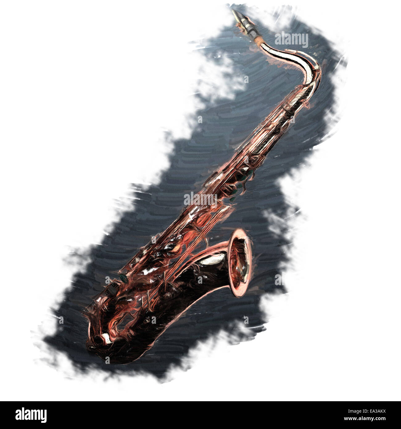 watercolor painted saxophone Stock Photo - Alamy
