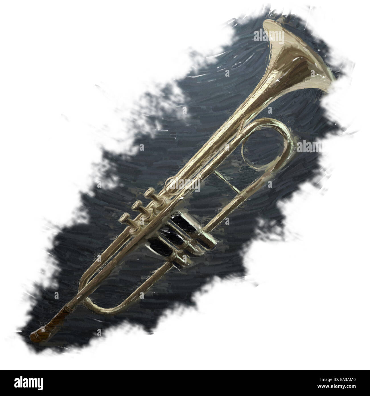 watercolor painted trumpet Stock Photo - Alamy