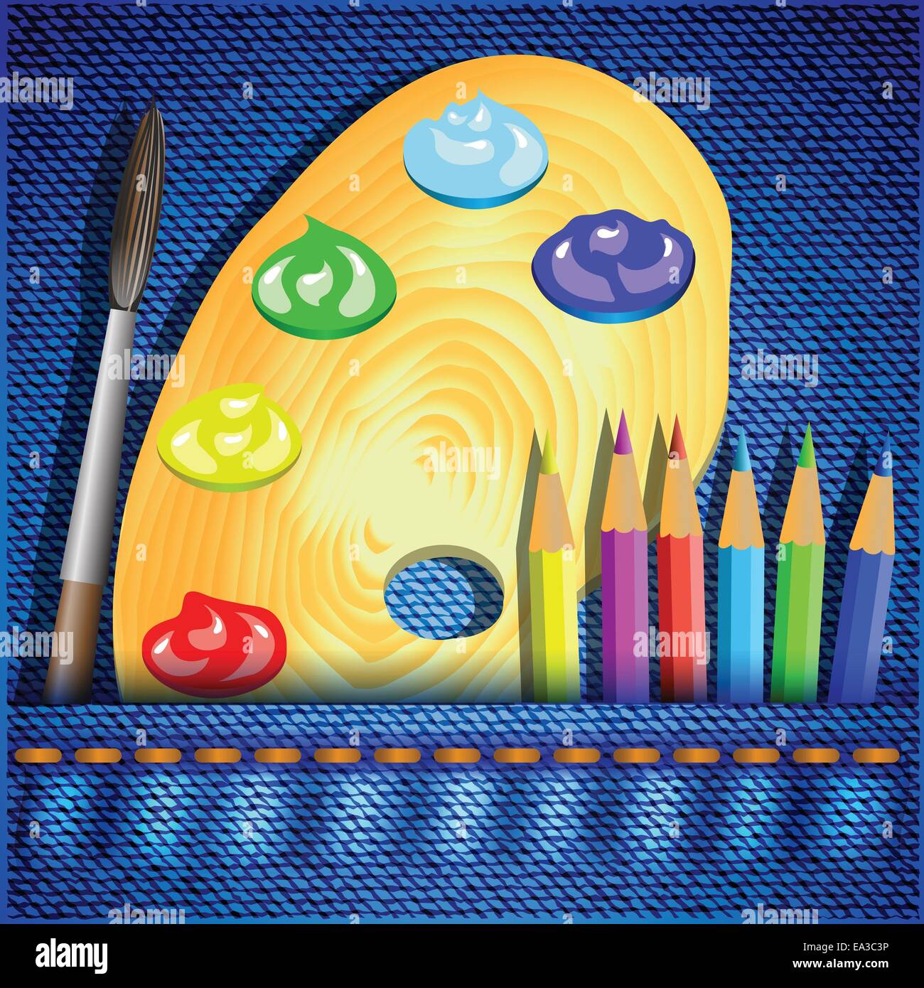 pencils and paintbrush Stock Photo - Alamy