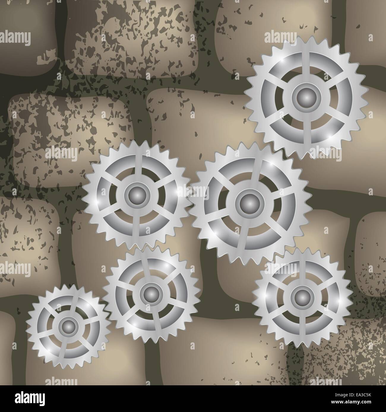 gears on a brick background Stock Photo - Alamy