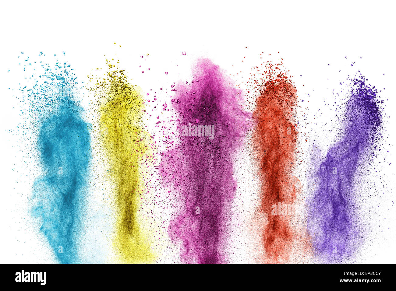 Color powder explosion isolated on white Stock Photo - Alamy