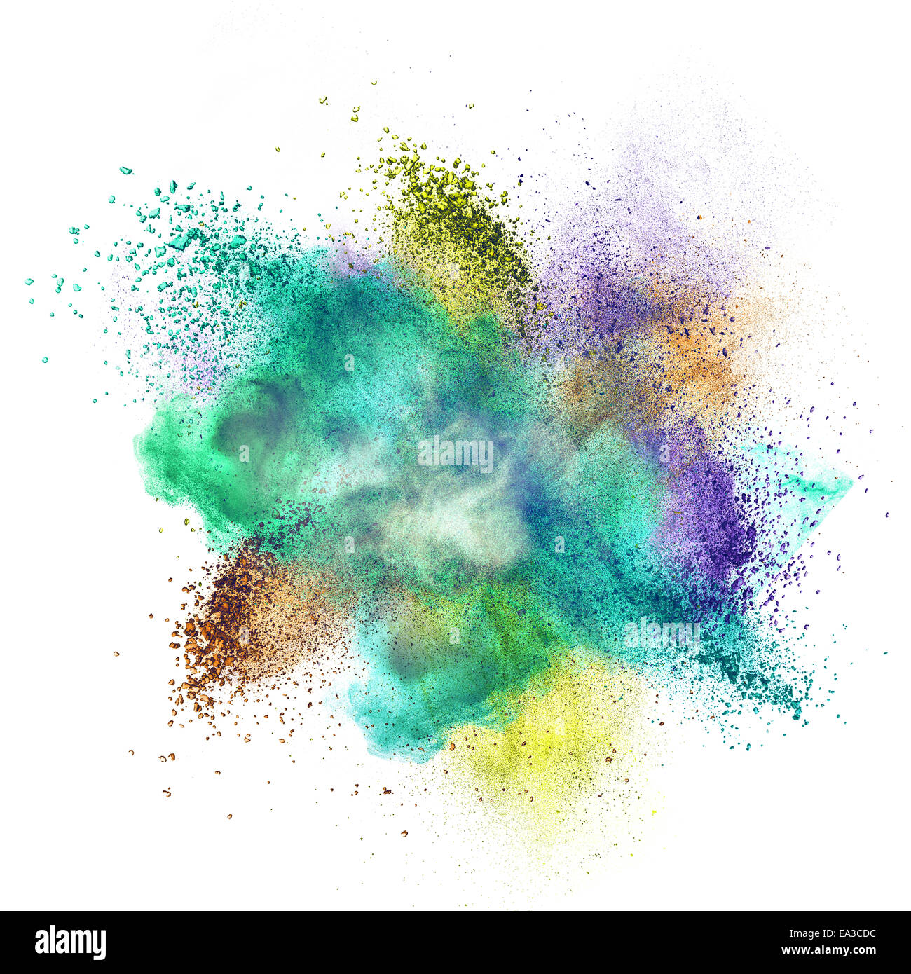 Color powder explosion isolated on white Stock Photo - Alamy