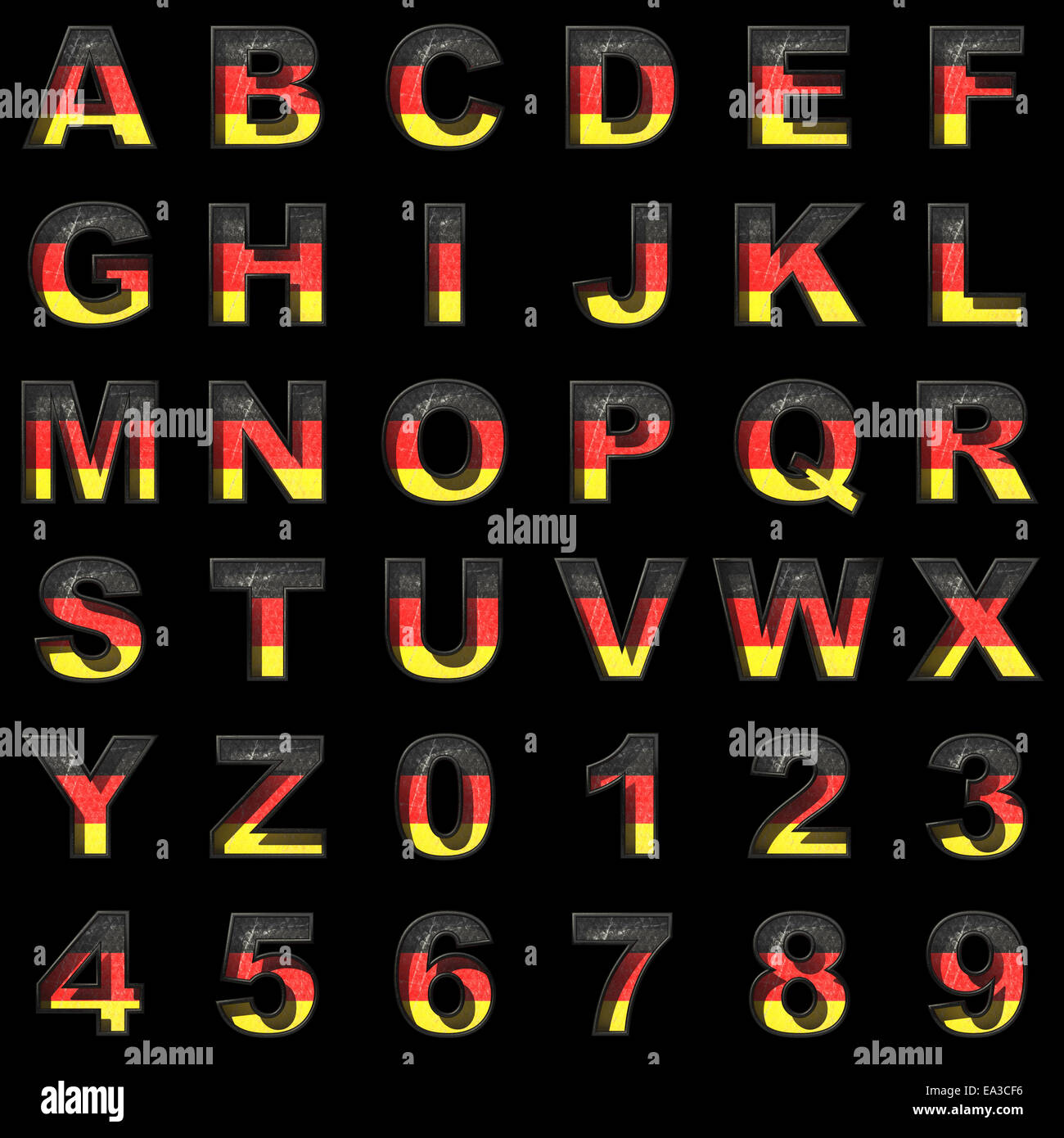 Germany alphabet on black background Stock Photo - Alamy