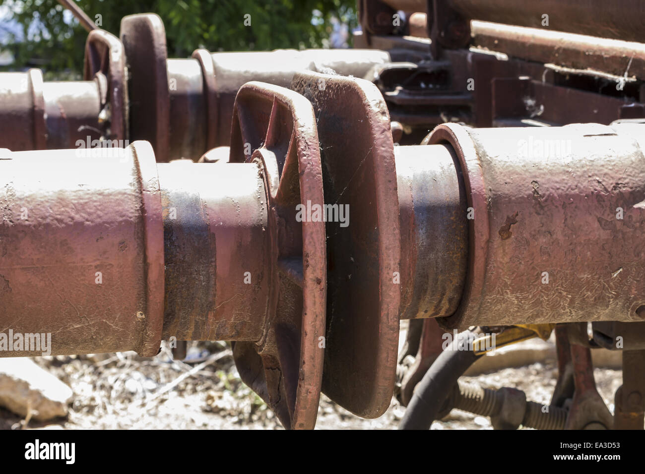 old freight train, metal machinery details Stock Photo - Alamy