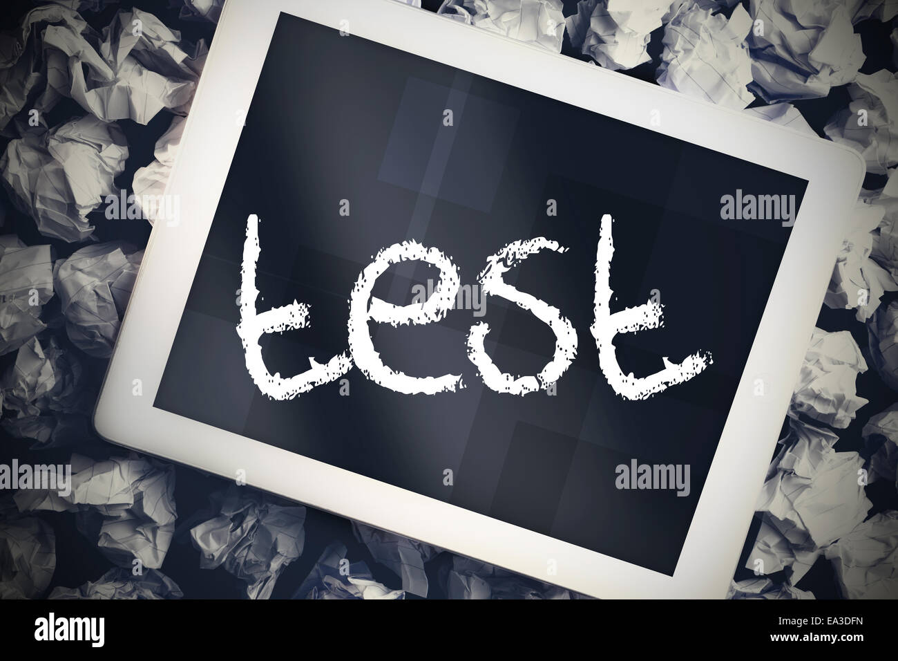 Test against tablet pc with blue screen Stock Photo - Alamy