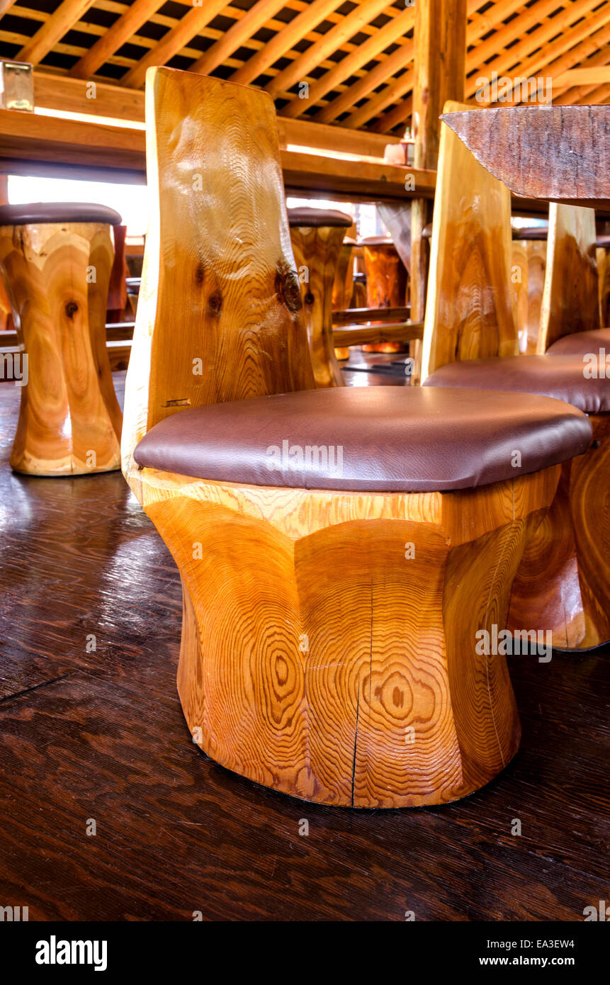 stool carved from a tree trunk in Canada Stock Photo - Alamy