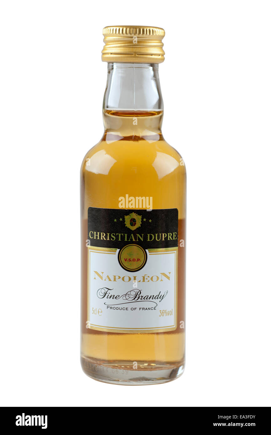 Miniature bottle of Christian Dupre Napoleon fine brandy Stock Photo ...