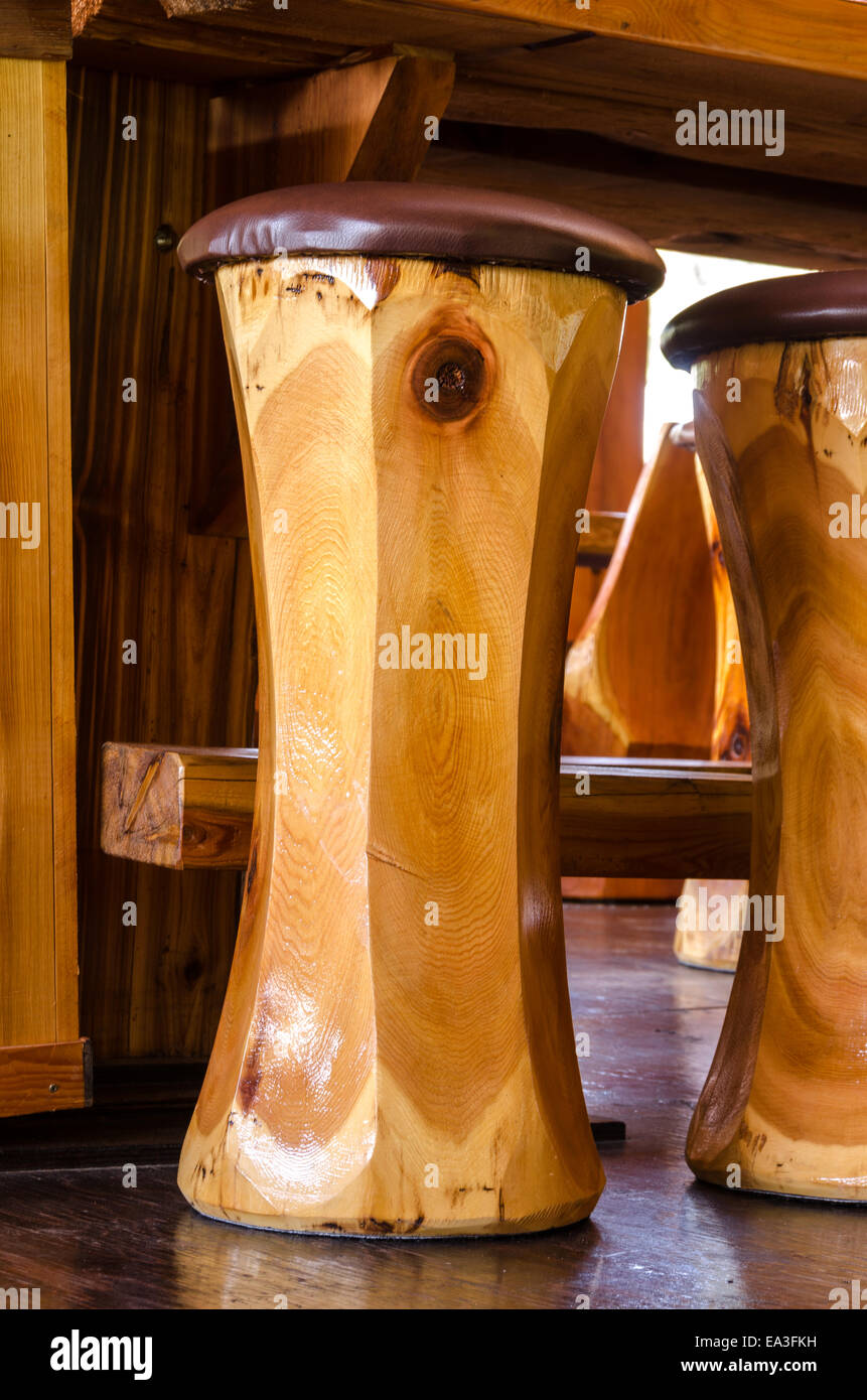 stool carved from a tree trunk in Canada Stock Photo - Alamy