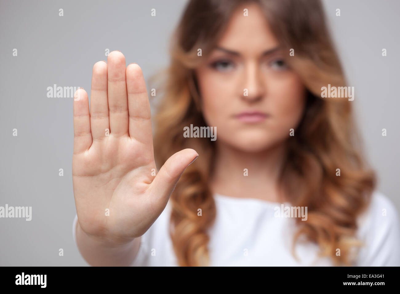 female hand stop sign Stock Photo - Alamy