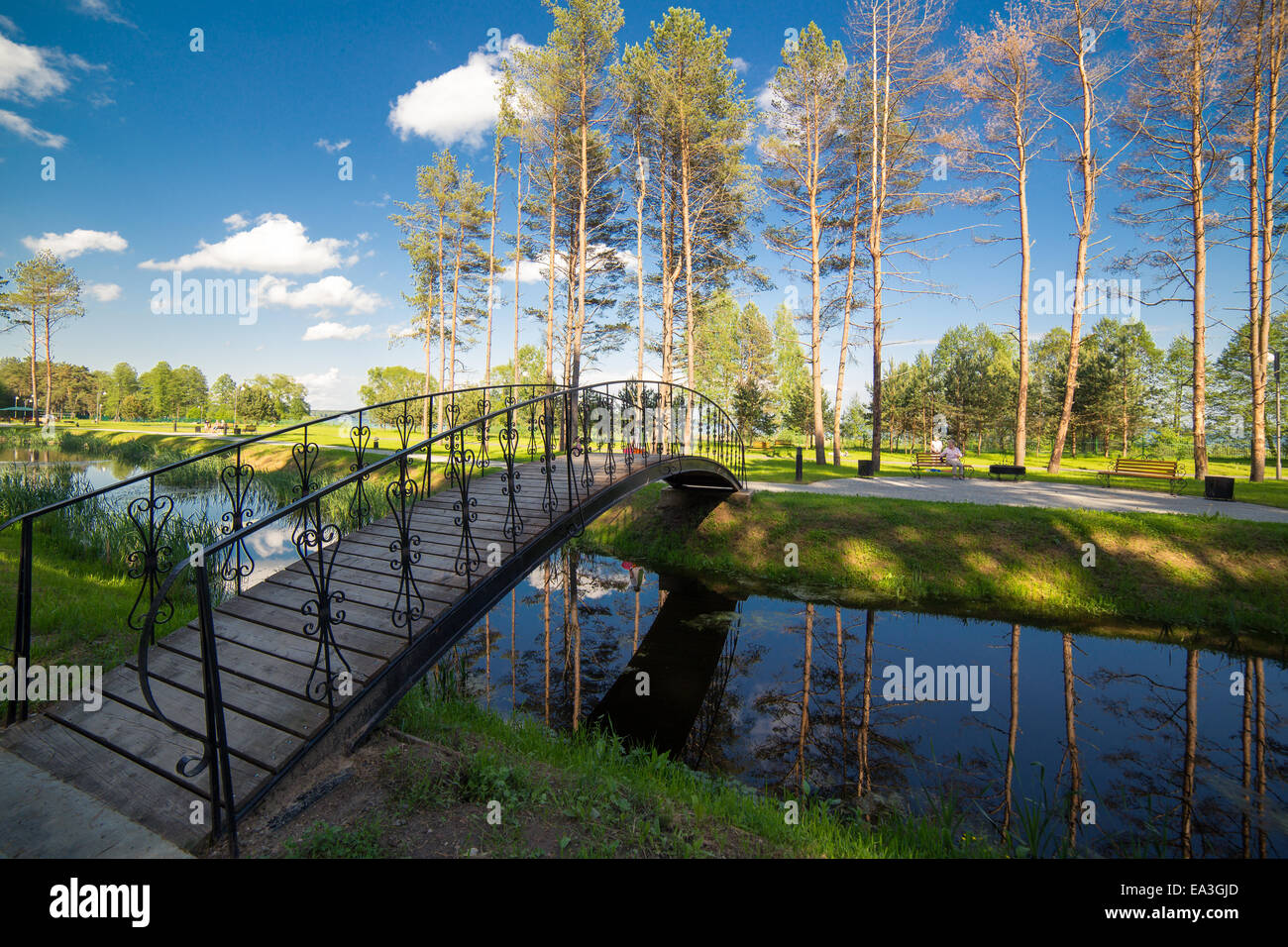 Bridge over river, Minsk region, Belarus Stock Photo - Alamy