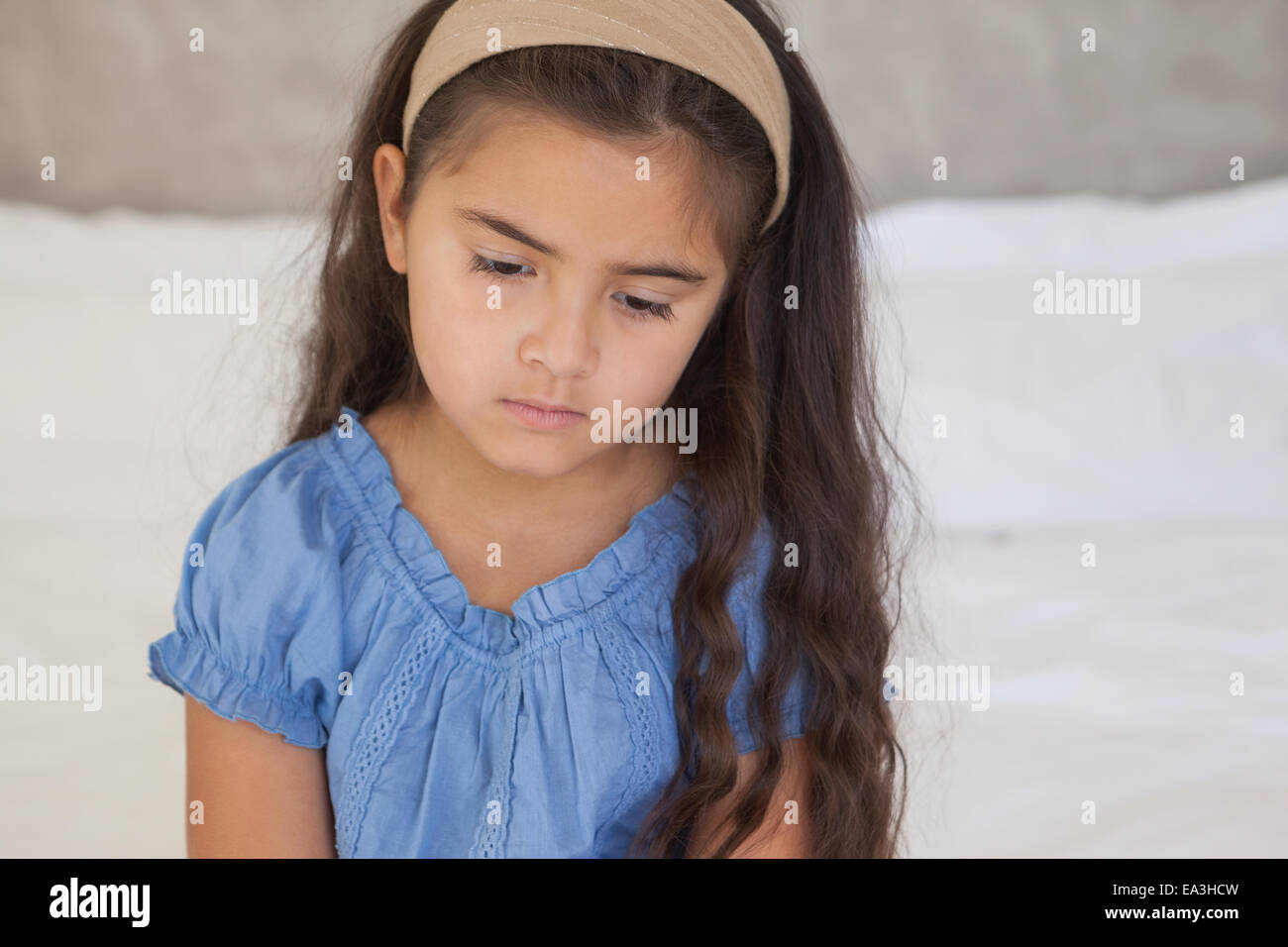 Sad girl sitting bed hi-res stock photography and images - Alamy