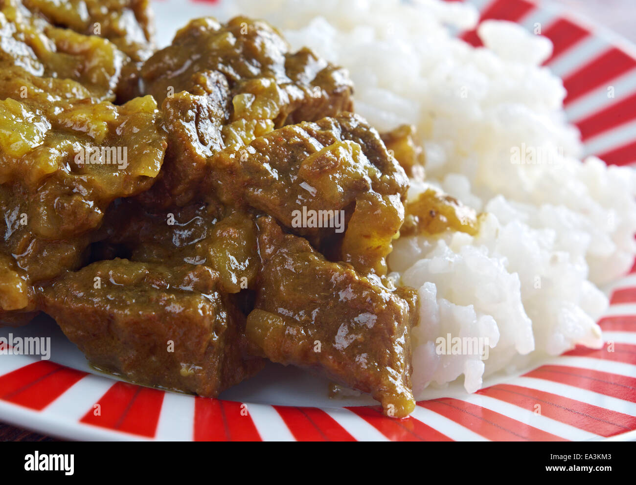 Beef Curry with Rice Stock Photo - Alamy