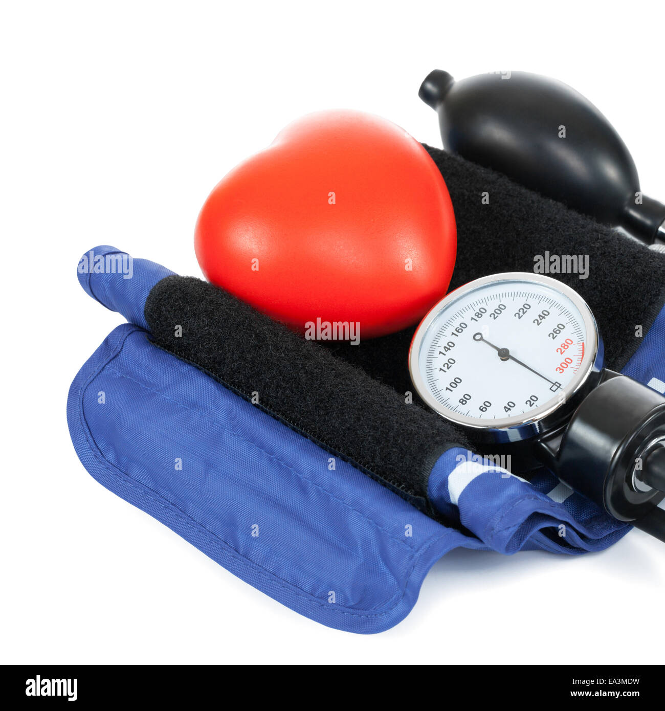 Blood pressure measuring tools with red toy heart Stock Photo - Alamy