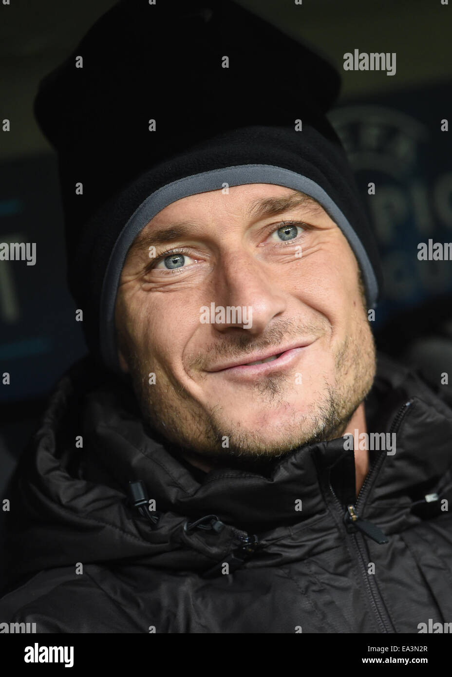 Munich, Germany. 05th Nov, 2014. Rome's Francesco Totti sits on the ...