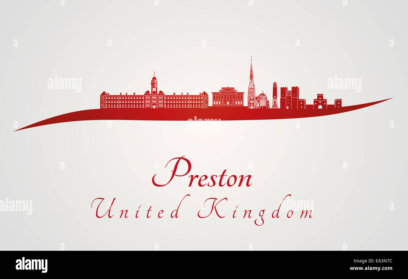 Preston skyline in red Stock Photo - Alamy