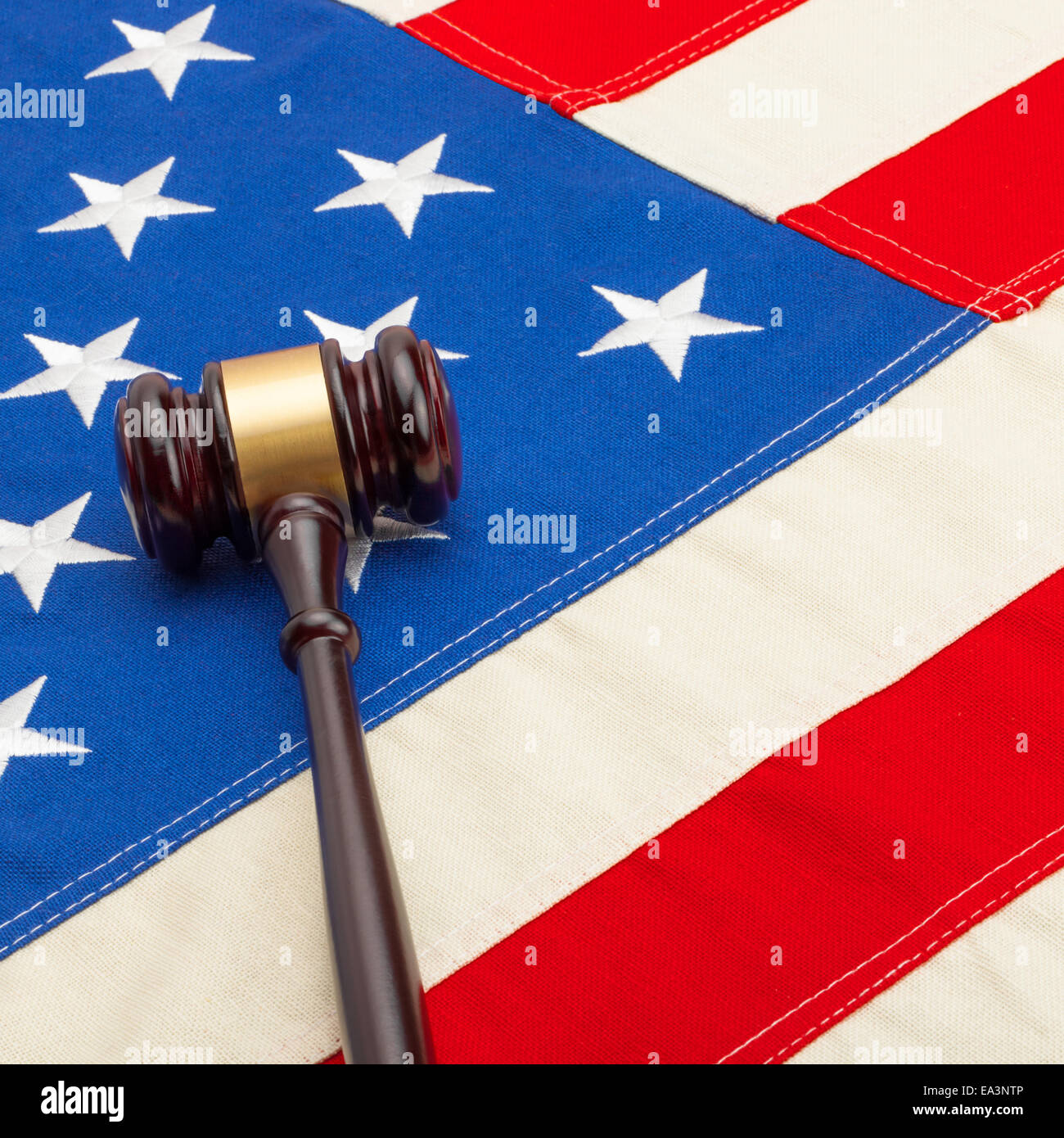 Judge gavel over USA flag - closeup shoot Stock Photo - Alamy