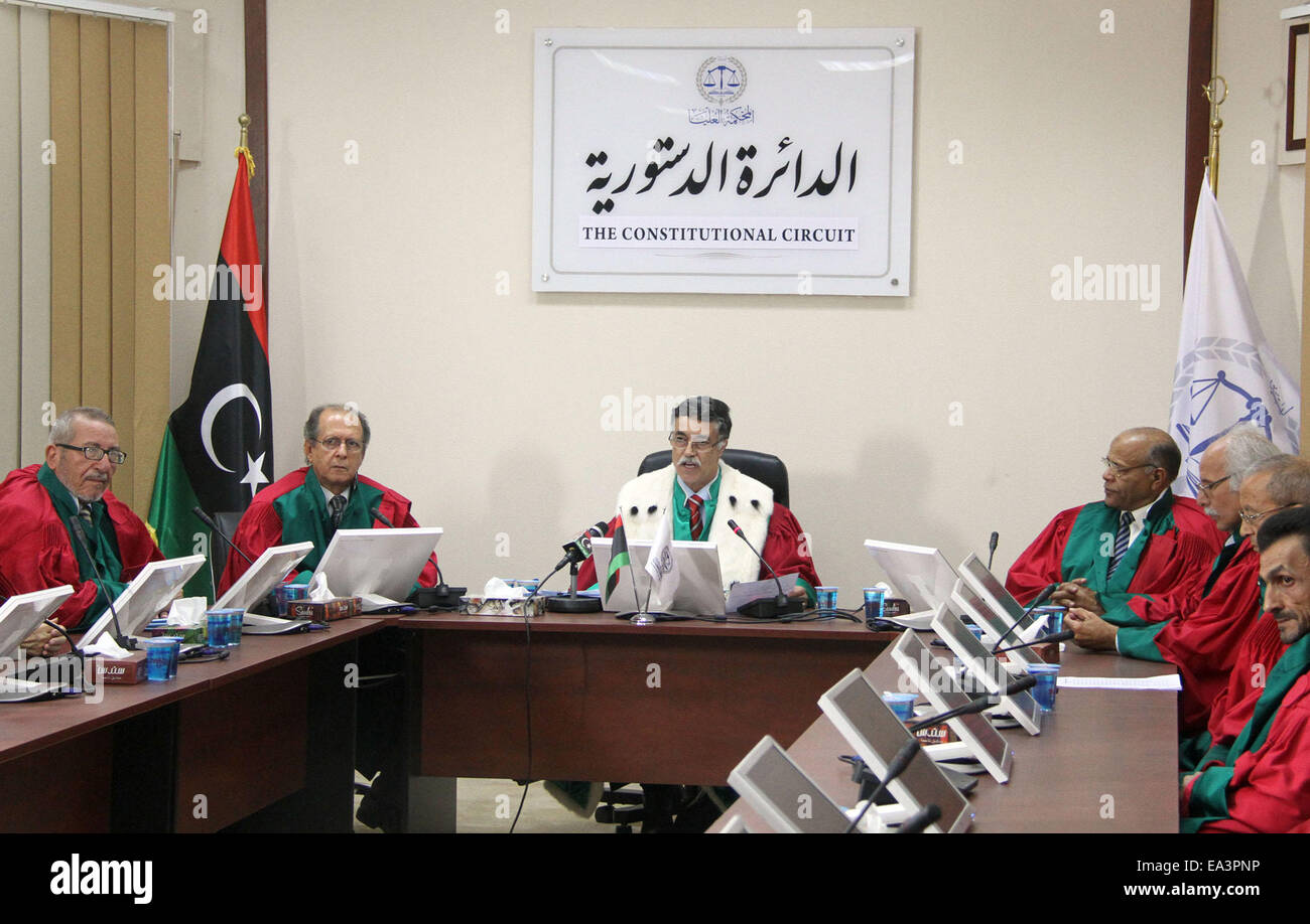Tripoli, Libya. 6th Nov, 2014. Judges attend a meeting in Libya's ...