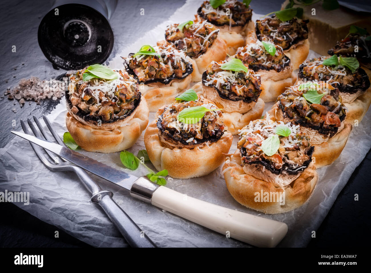 Champignons with puff pastry Stock Photo - Alamy