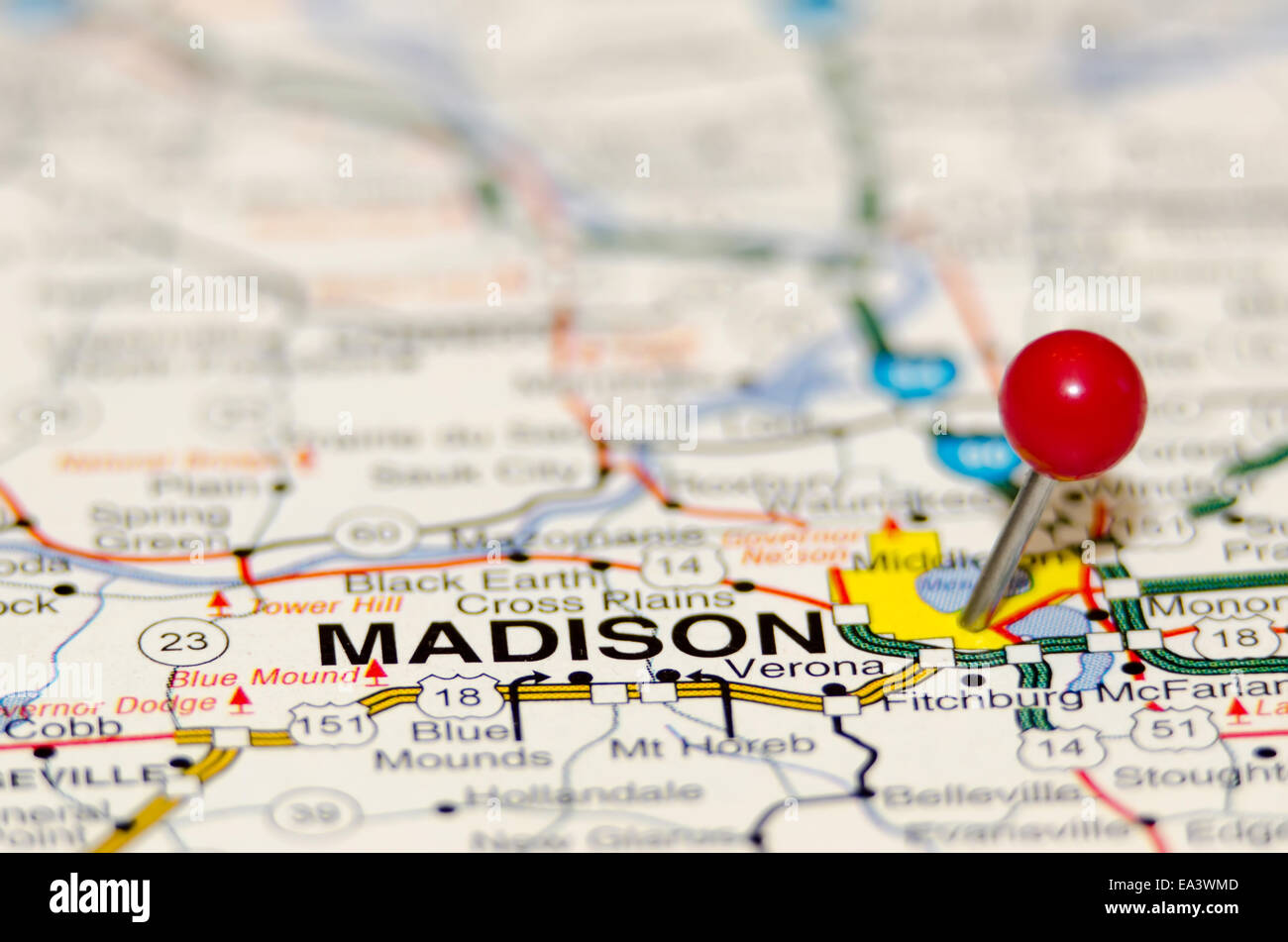 Madison map hi-res stock photography and images - Alamy