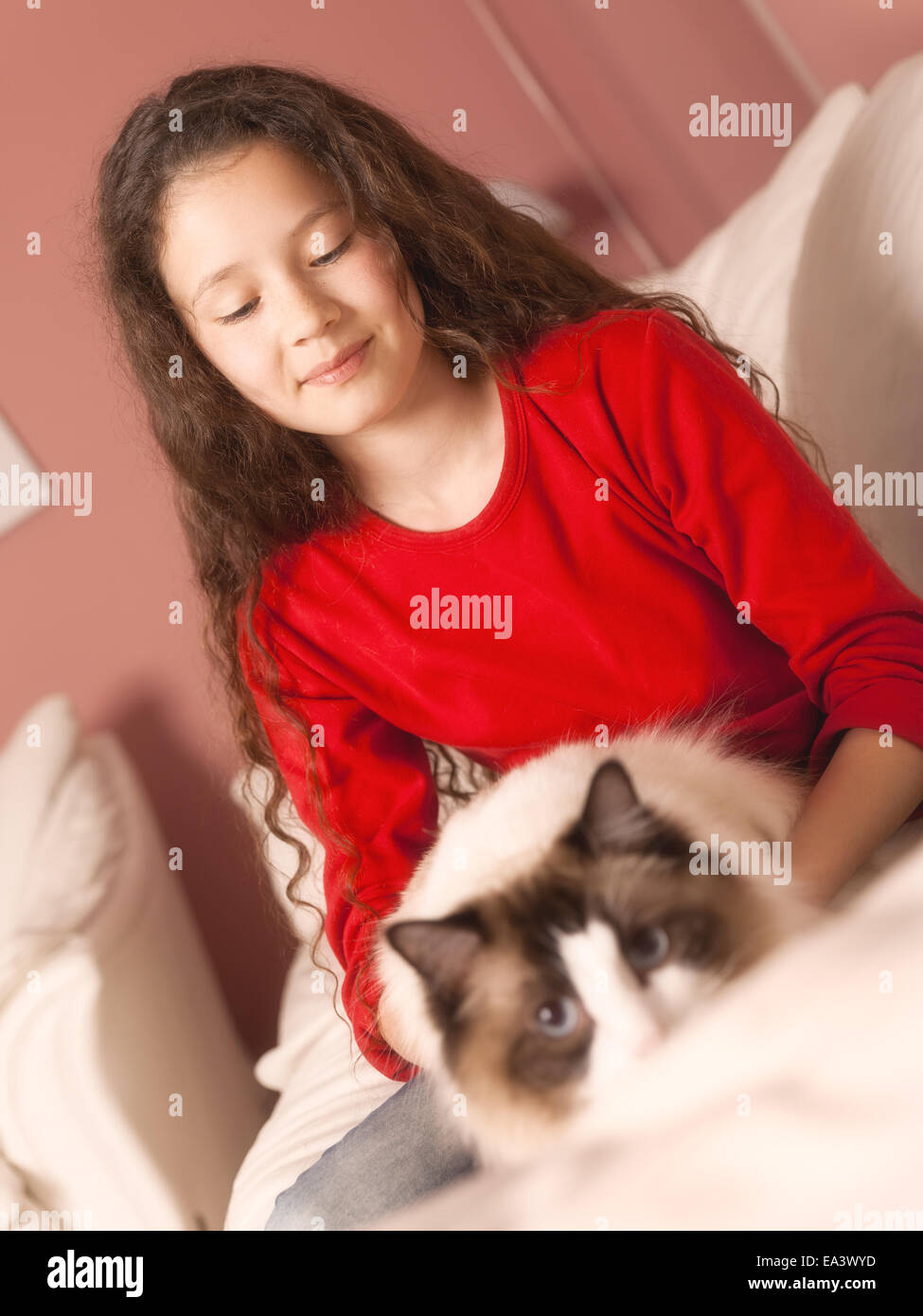Girl With Her Cat at Mamie Shields blog