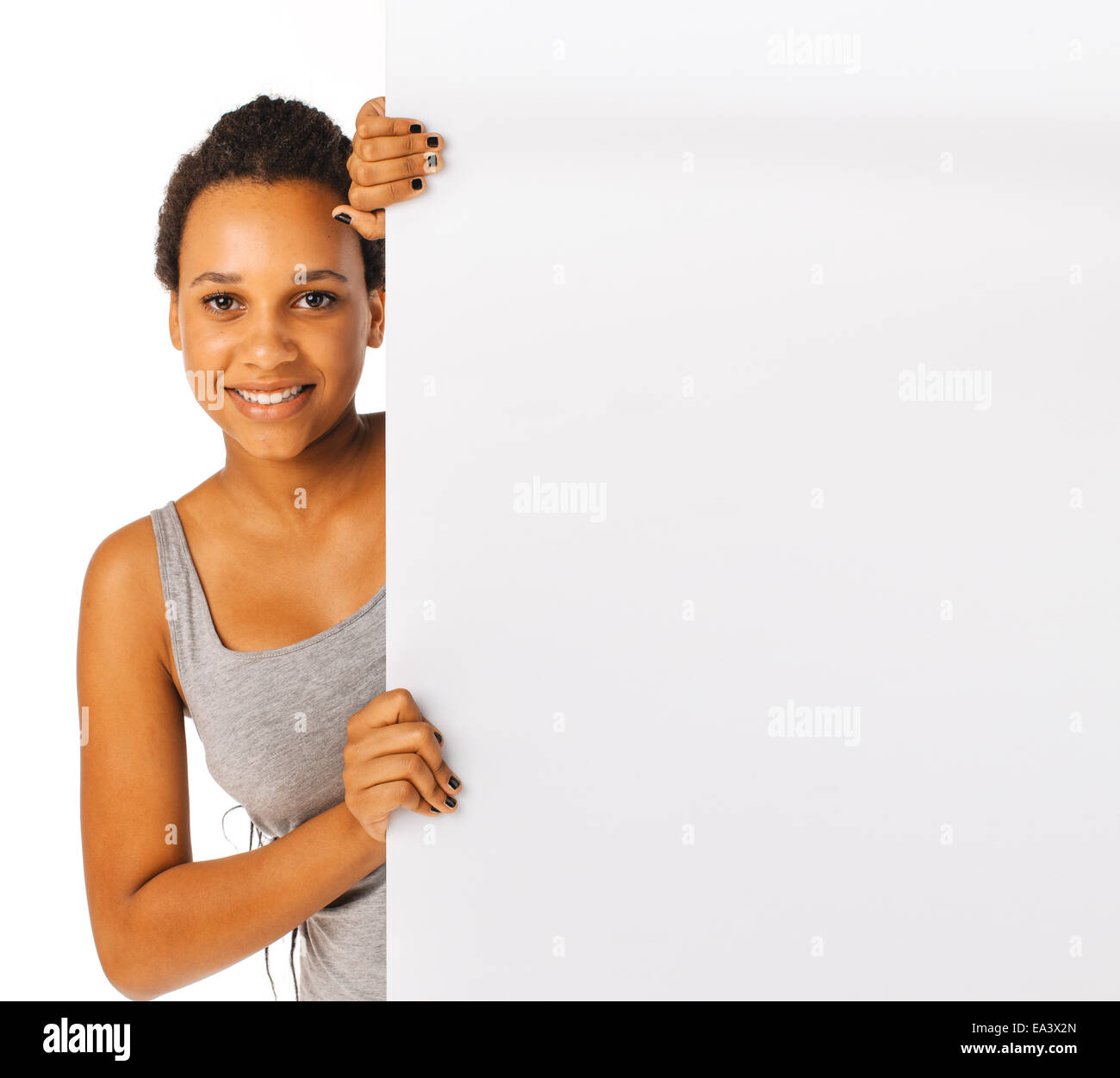 Girl with empty billboard Stock Photo - Alamy