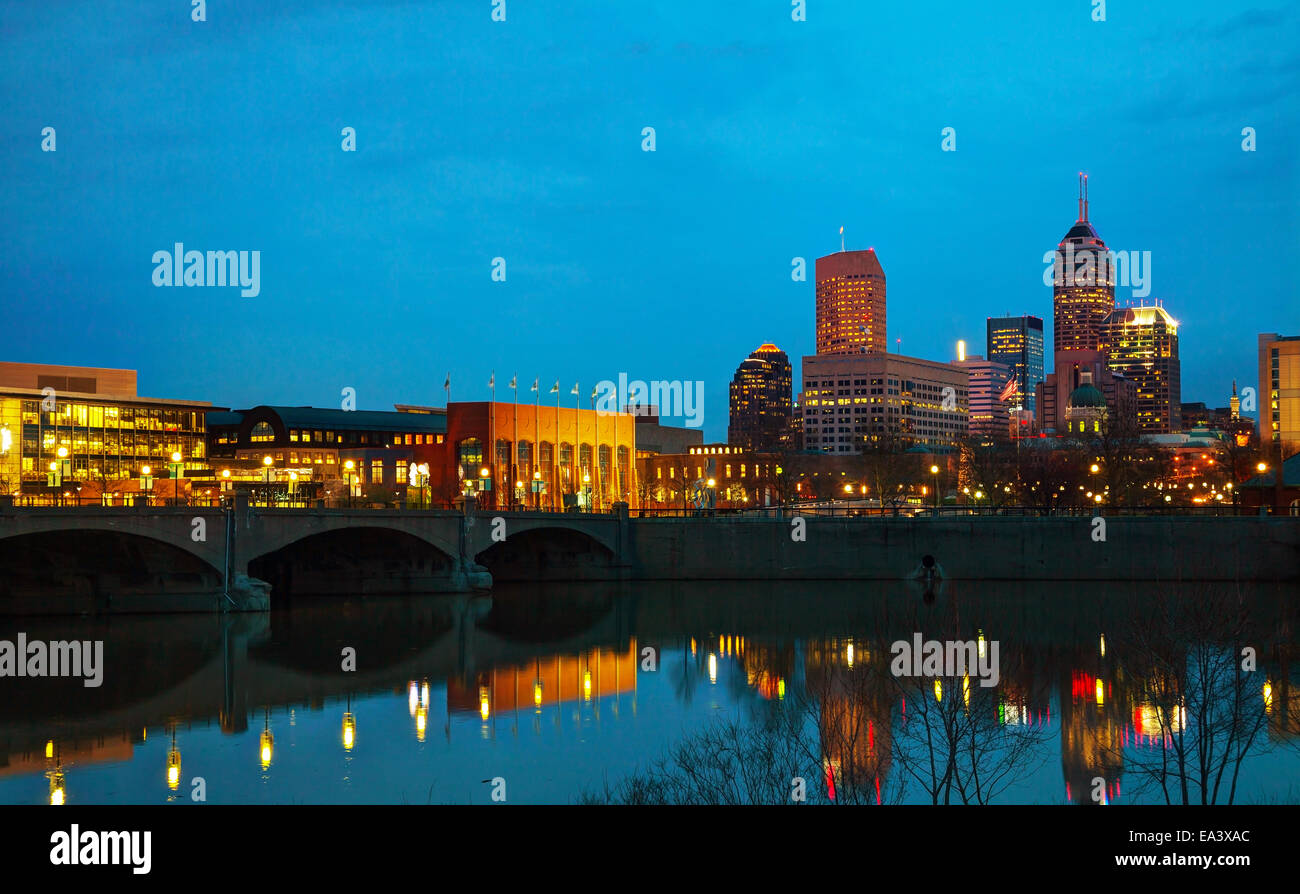 Downtown of Indianapolis at the night time Stock Photo - Alamy