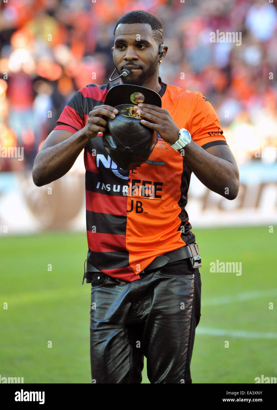 Jason Derulo performs at the Australian Football A-League Grand Final ...