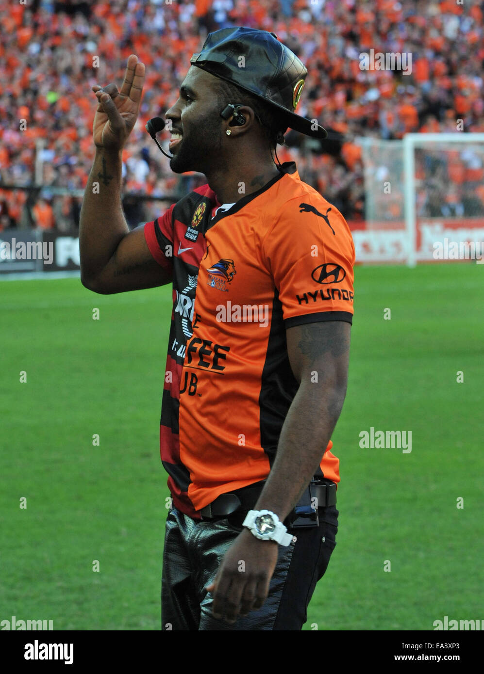 Jason Derulo performs at the Australian Football A-League Grand Final ...