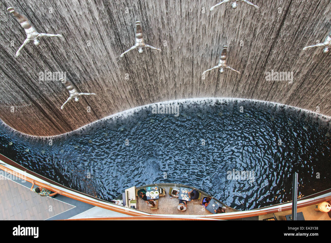 Dubai, United Arab Emirates - October 11,2014: Waterfall in Dubai Mall ...