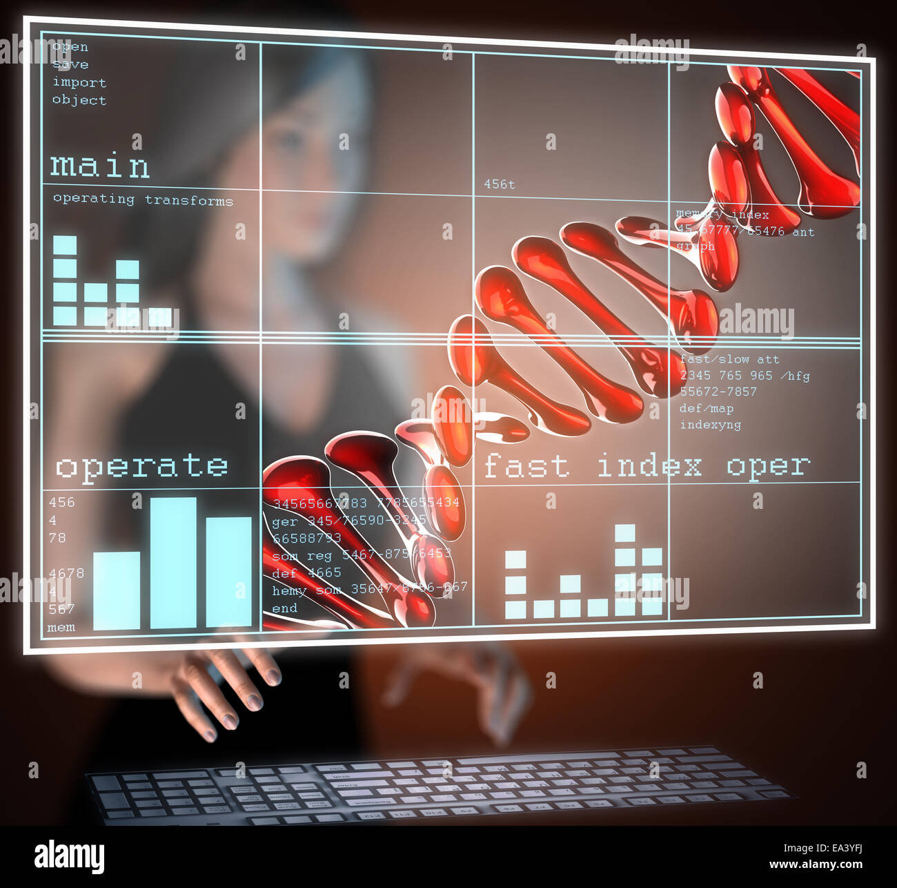 DNA model on hologram Stock Photo - Alamy