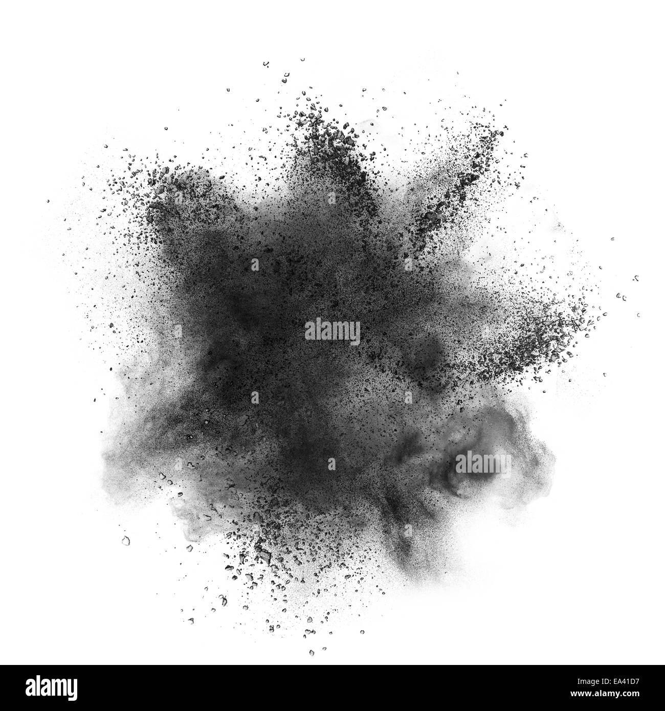 Black powder explosion isolated on white Stock Photo - Alamy