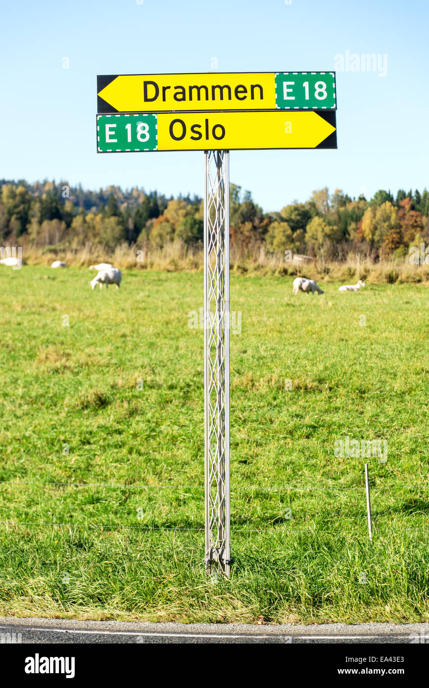 Road sign in Norway Stock Photo - Alamy